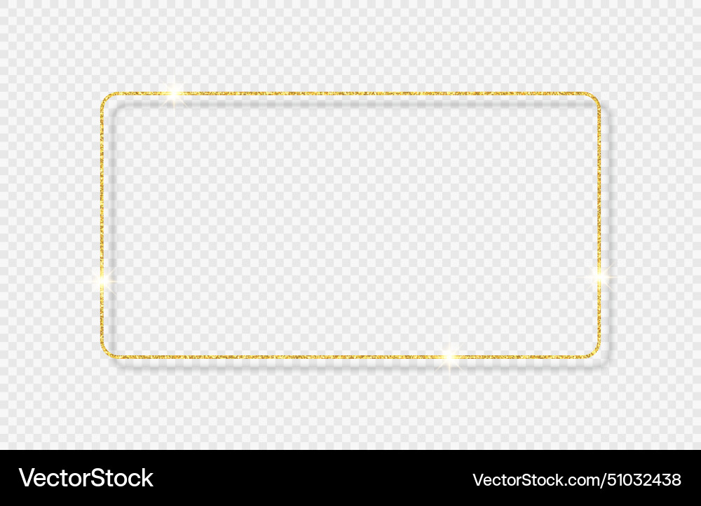 Rectangle gold glitter frame border Royalty Free Vector