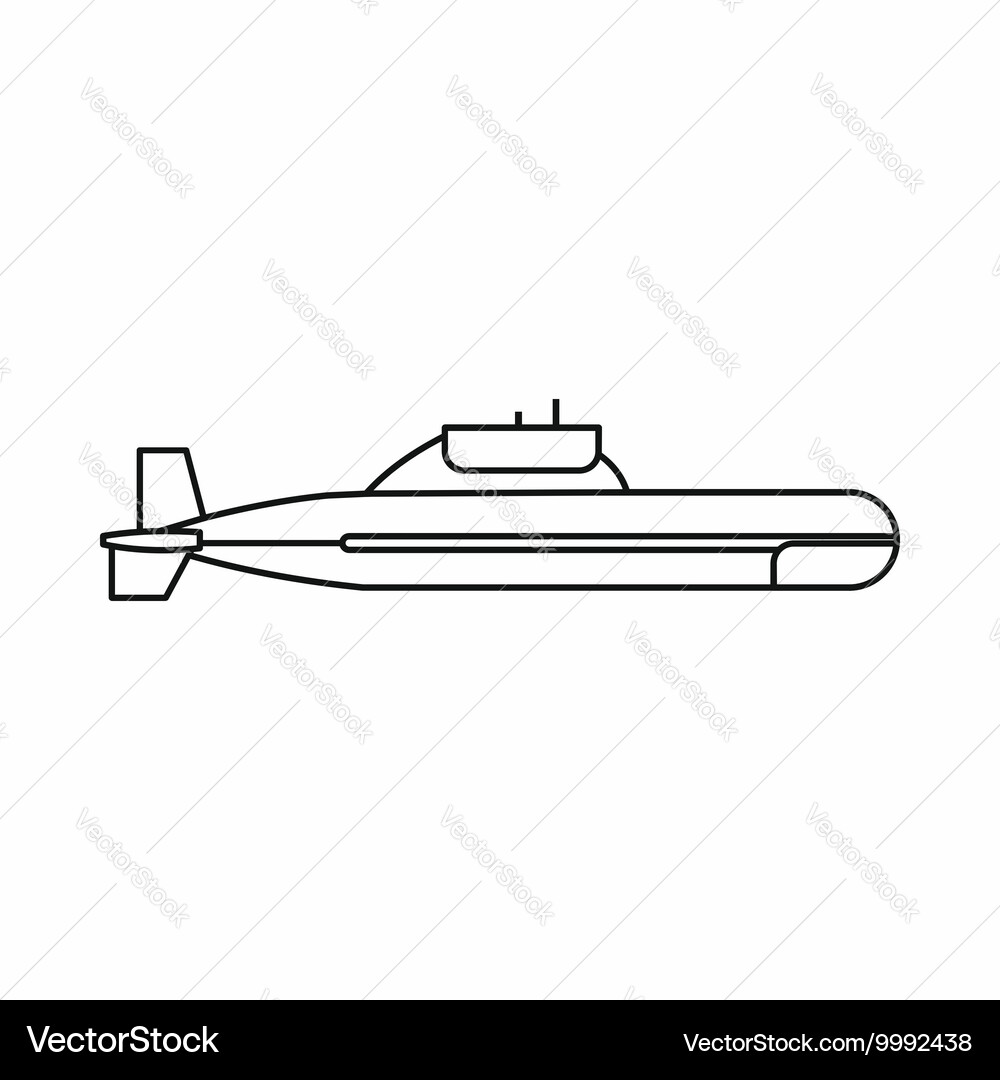 Submarine icon in outline style Royalty Free Vector Image
