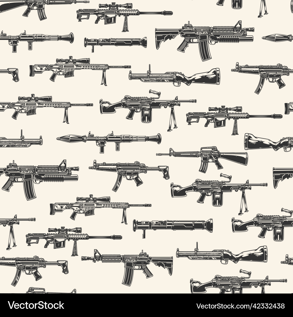 Vintage Weapons Pattern - Guns & Military Vector Image
