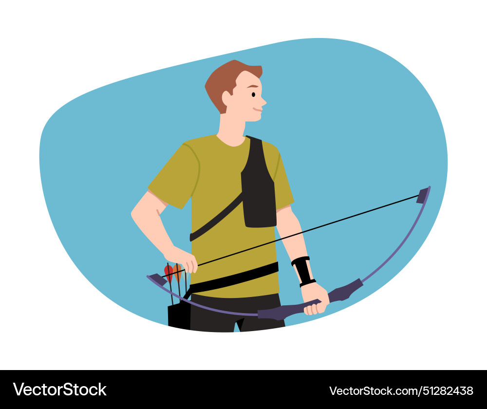 Young professional archer man with bow and arrow Vector Image