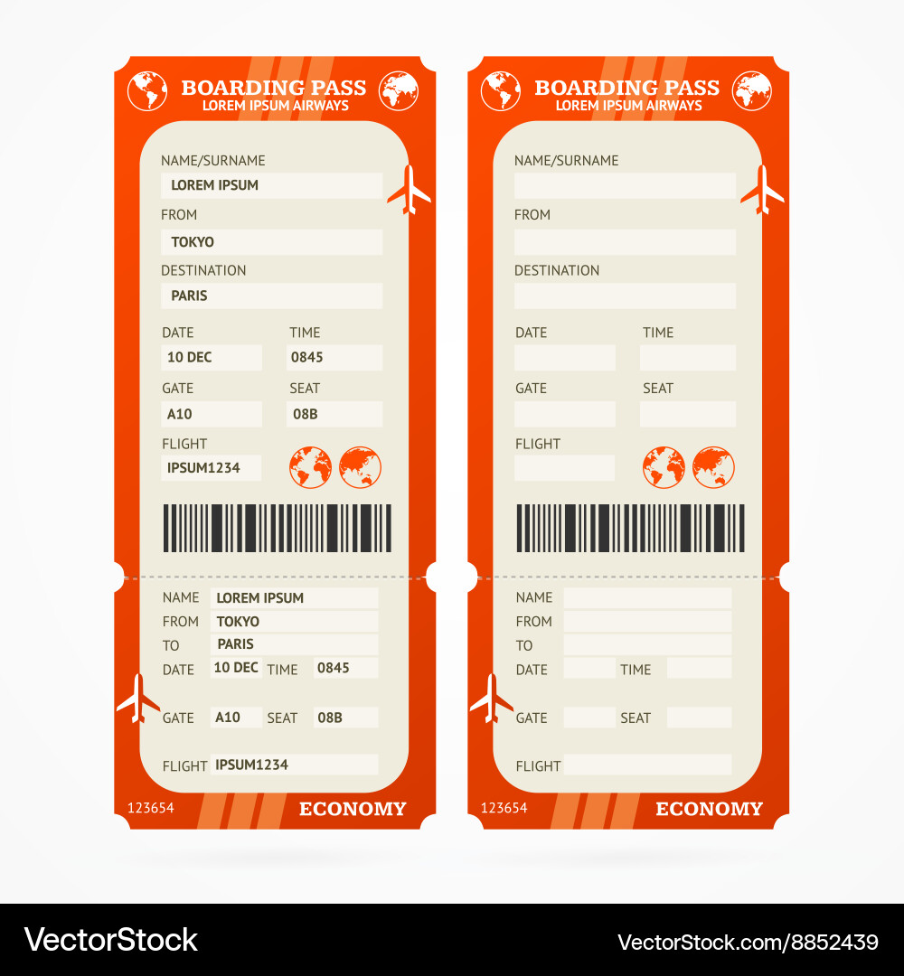 Boarding pass ticket set Royalty Free Vector Image