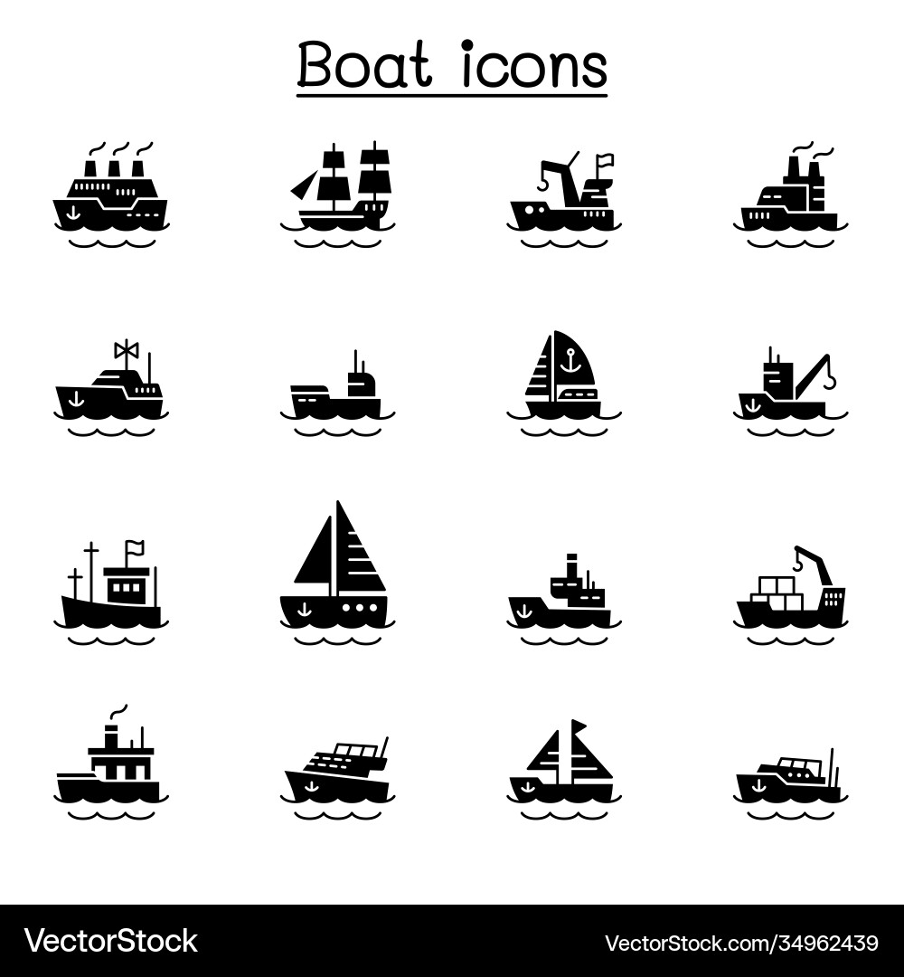 Boat Icon Set Royalty Free Vector Image - VectorStock