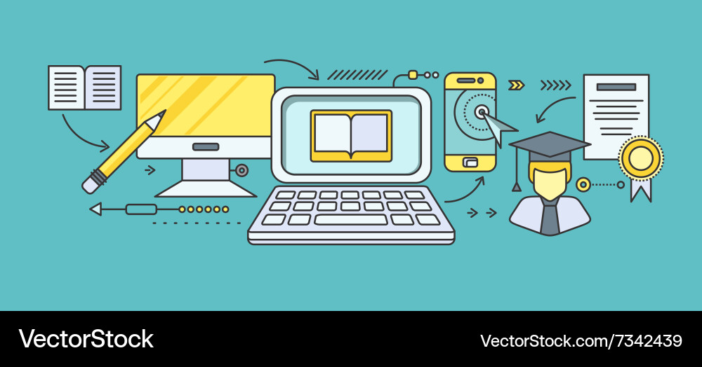 Distance learning and education Royalty Free Vector Image