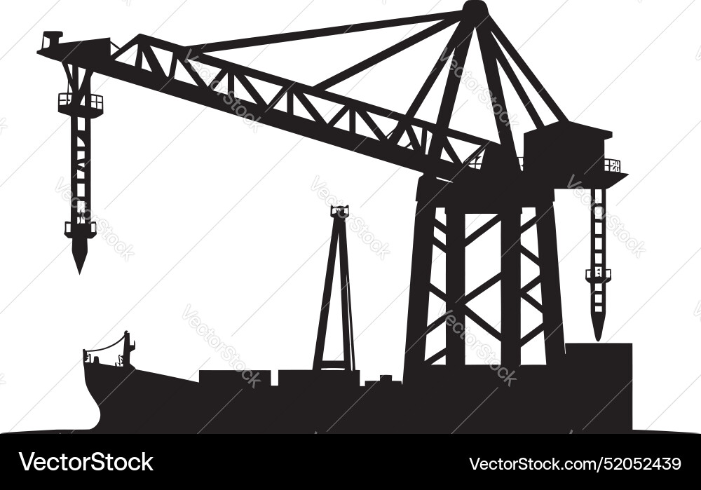 Dockyard operations emblem crane logo industrial Vector Image