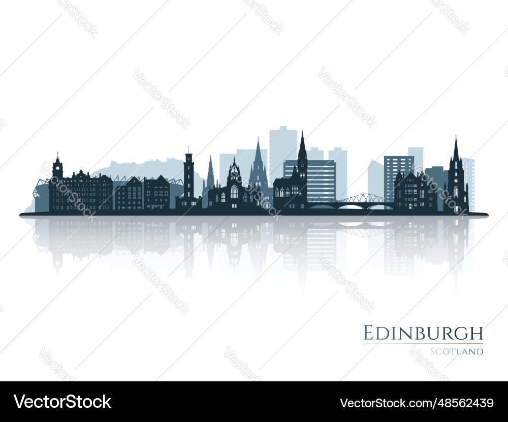 Edinburgh Skyline Reflection Royalty Free Vector Image