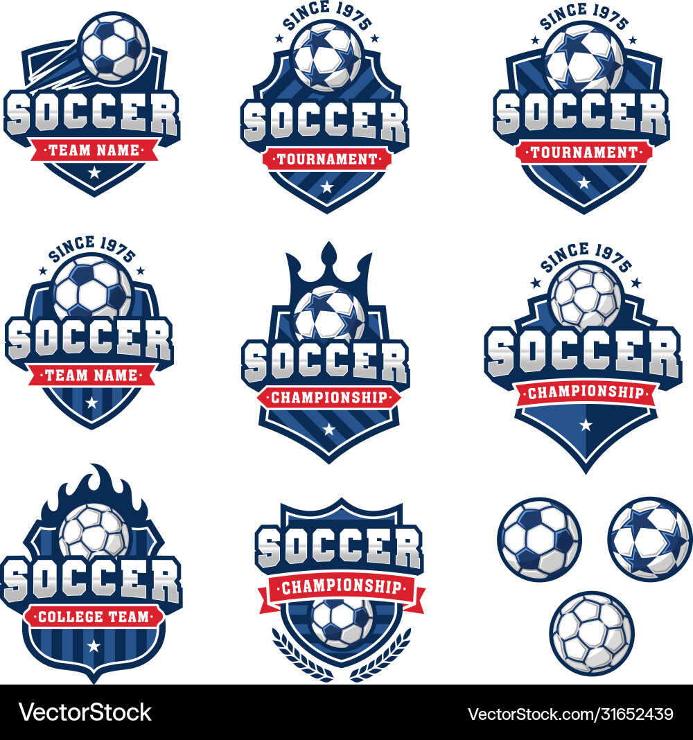 Football or soccer logos set 2 Royalty Free Vector Image