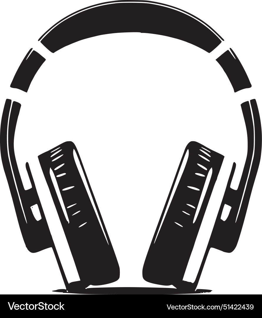 Headphone - black and white Royalty Free Vector Image