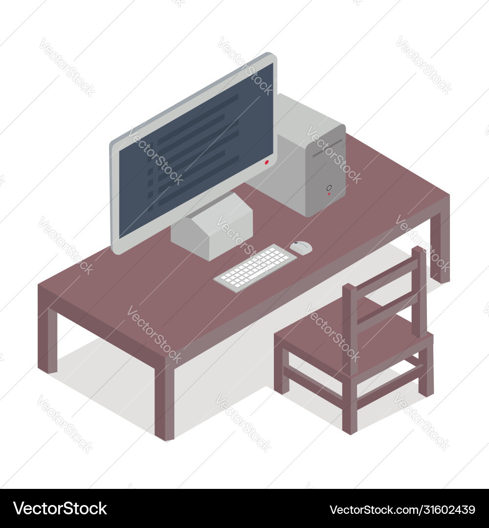 Isometric PC Desktop Concept Royalty Free Vector Image