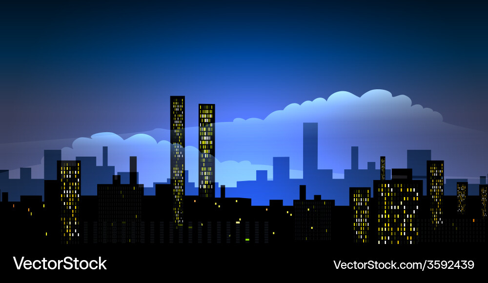 Night cityscape Royalty Free Vector Image - VectorStock