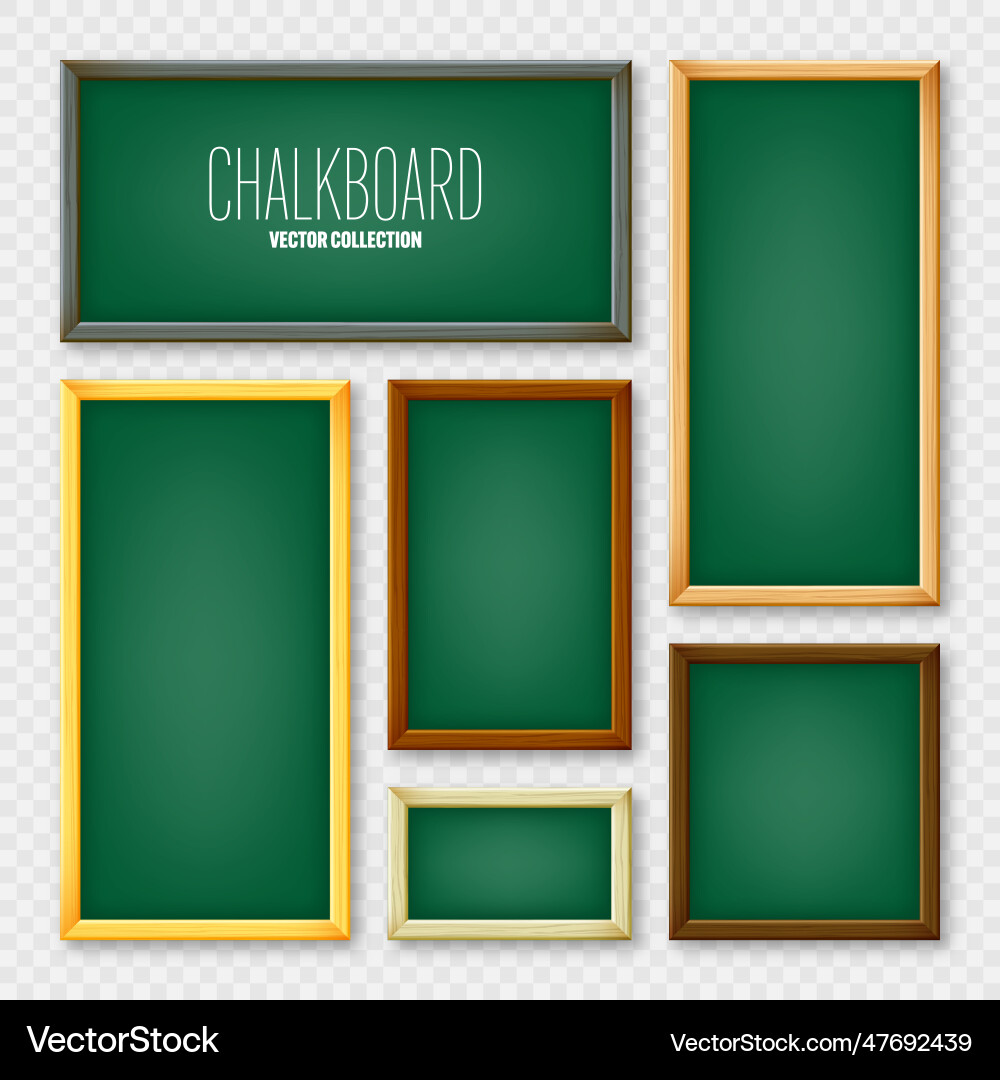 Realistic various chalkboards in a wooden frame Vector Image