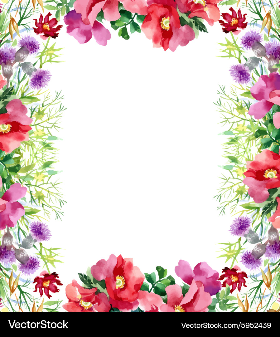 Watercolor Floral Frame Royalty Free Vector Image