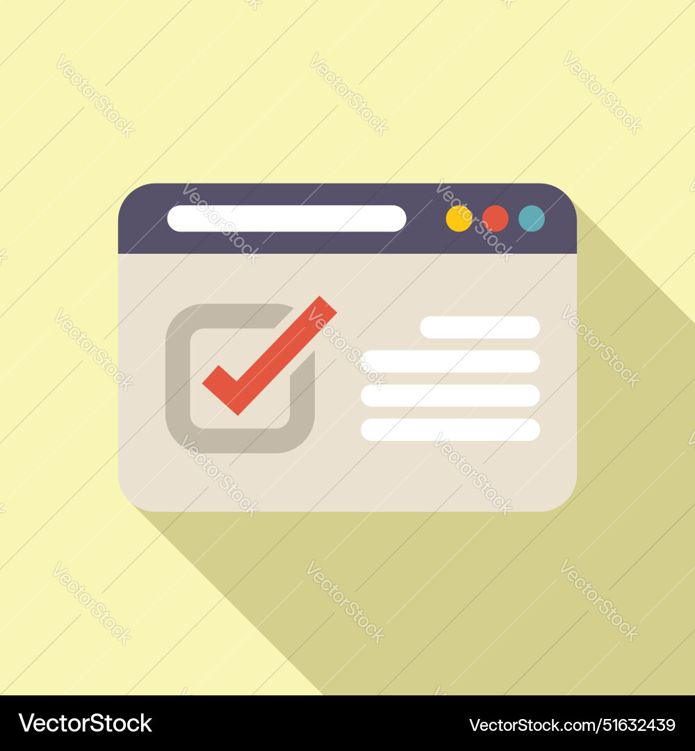 Website showing check mark for completing online Vector Image