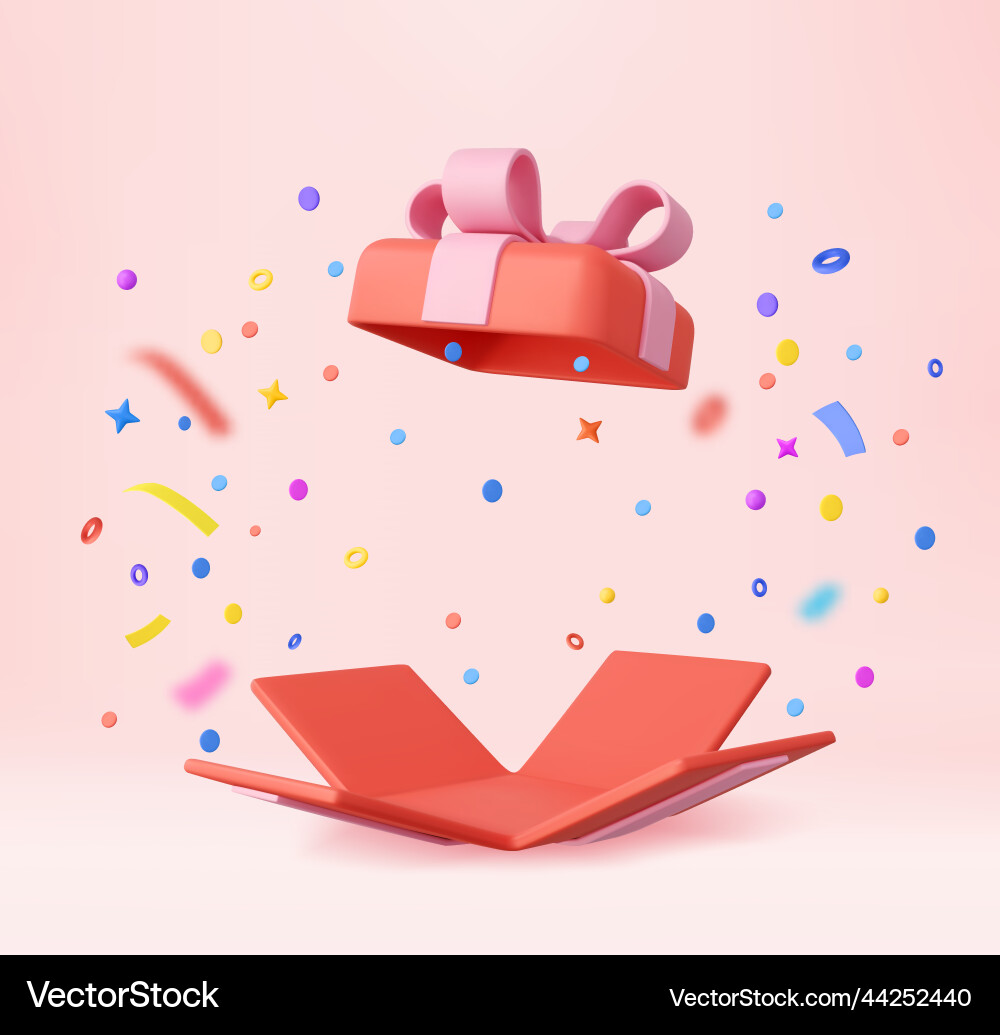 3D Confetti Gift Box - Surprise! Royalty Free Vector Image