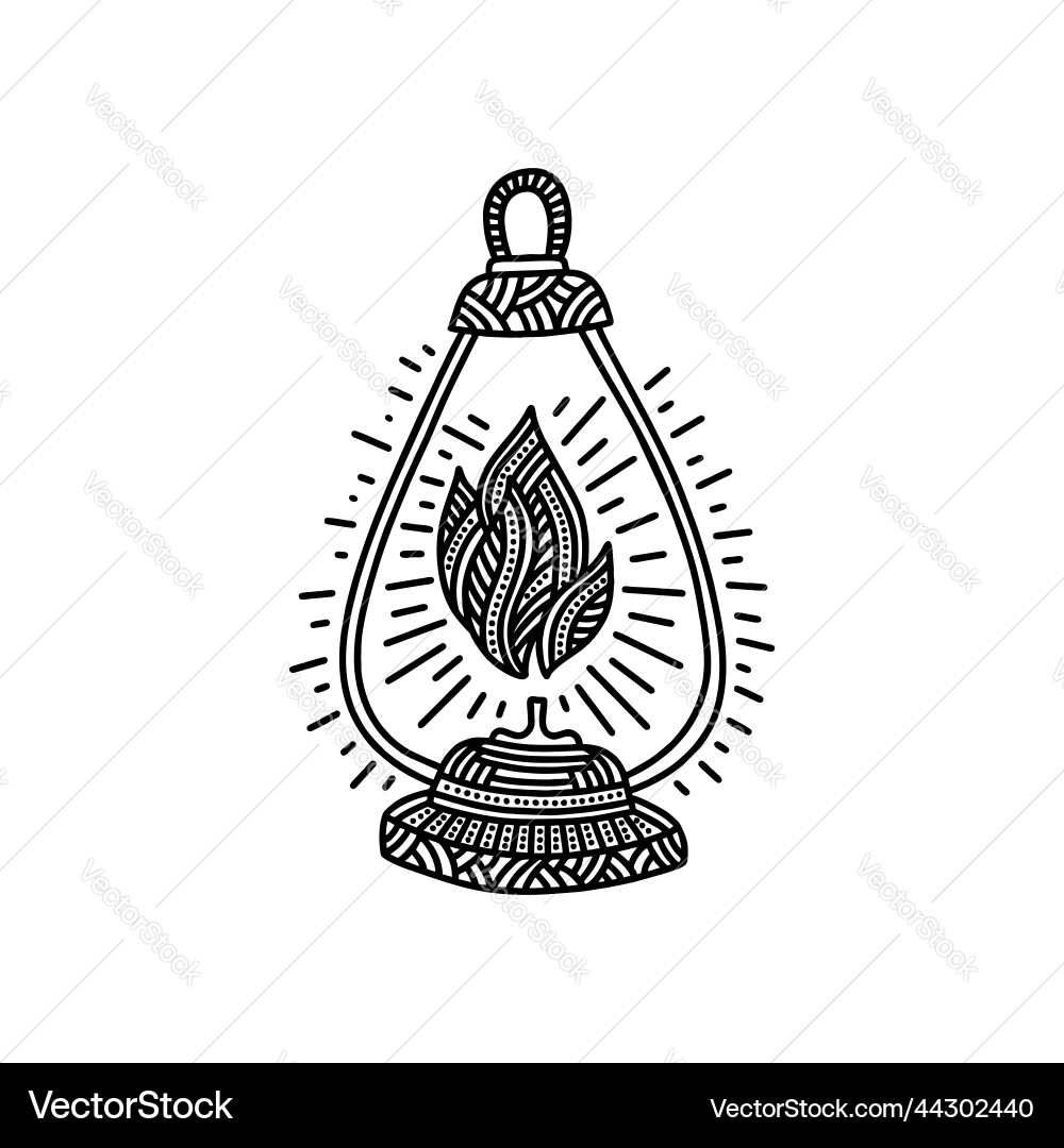 An old vintage oil lamp a design element Vector Image