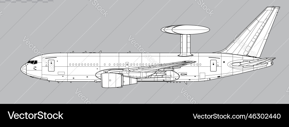 Boeing E-767 AWACS Aircraft Royalty Free Vector Image
