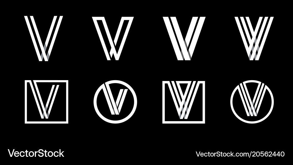 Capital letter v modern set for monograms logos Vector Image