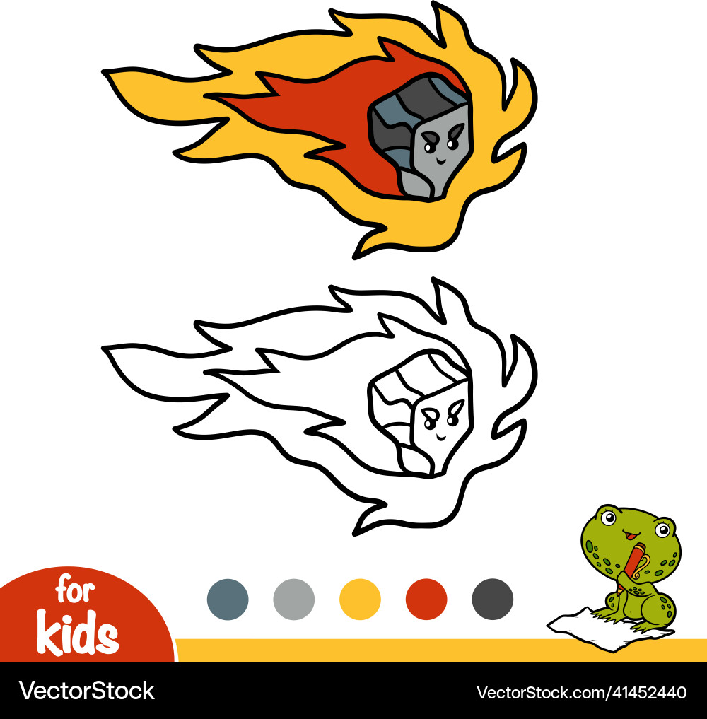 Coloring book asteroid with a cute face Royalty Free Vector