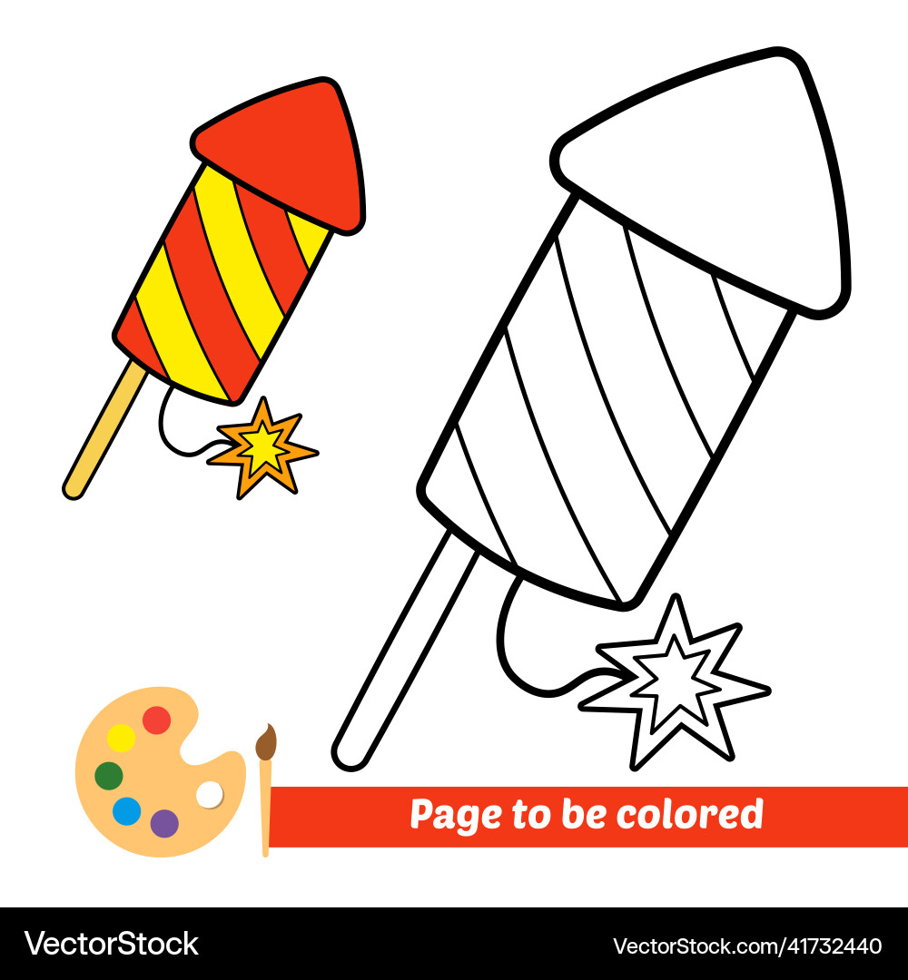 Coloring book for kids firecracker Royalty Free Vector Image