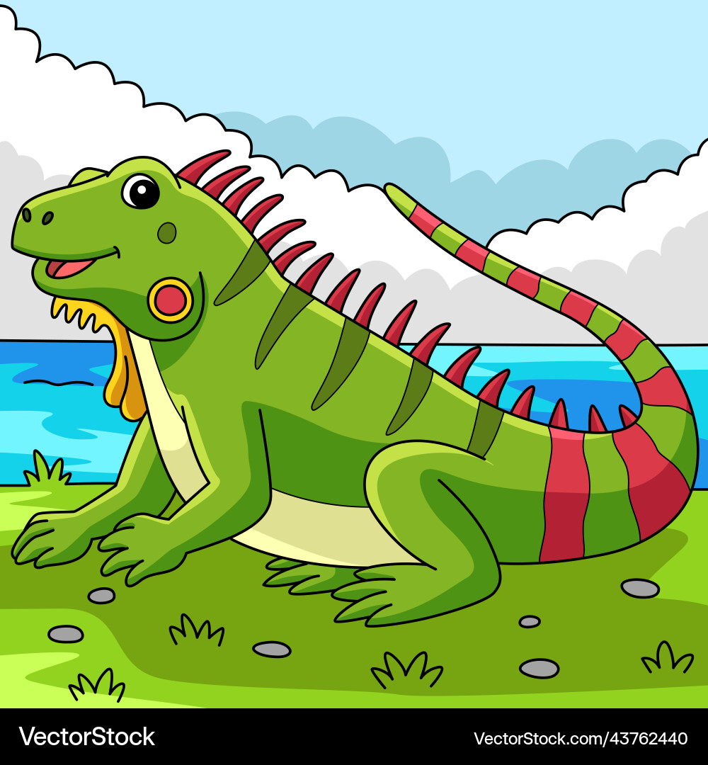 Iguana animal colored cartoon Royalty Free Vector Image