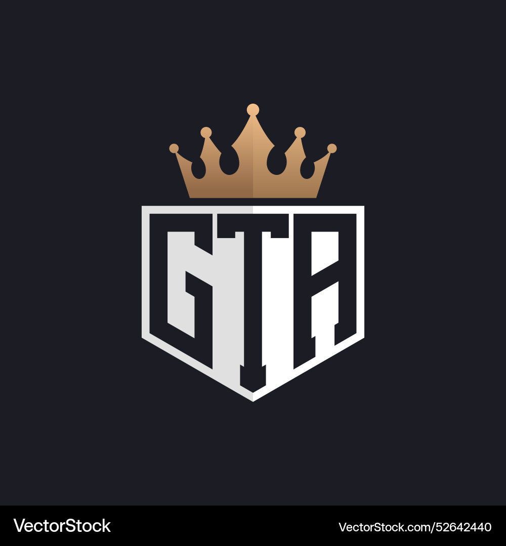 Luxury gta logo with crown elegant initials Vector Image