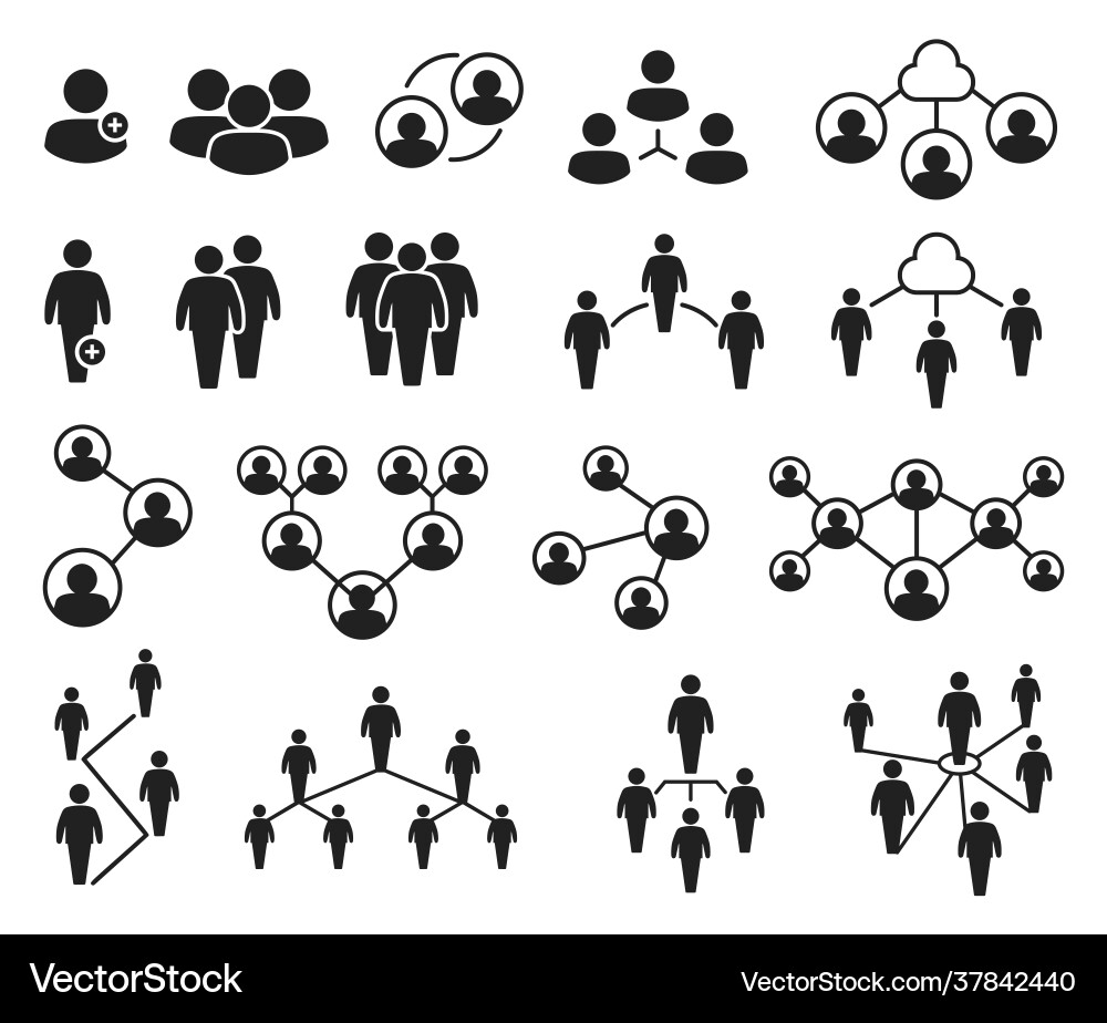 Network group icons people in groups community Vector Image