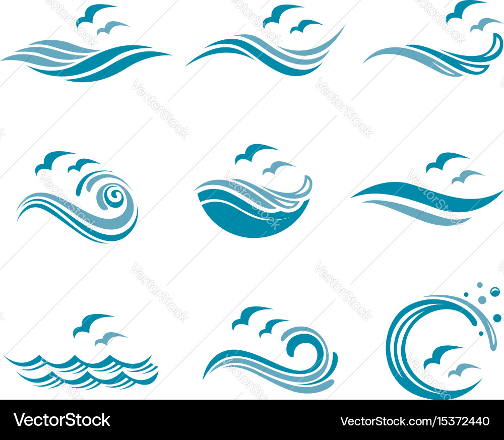 Ocean logo set Royalty Free Vector Image - VectorStock