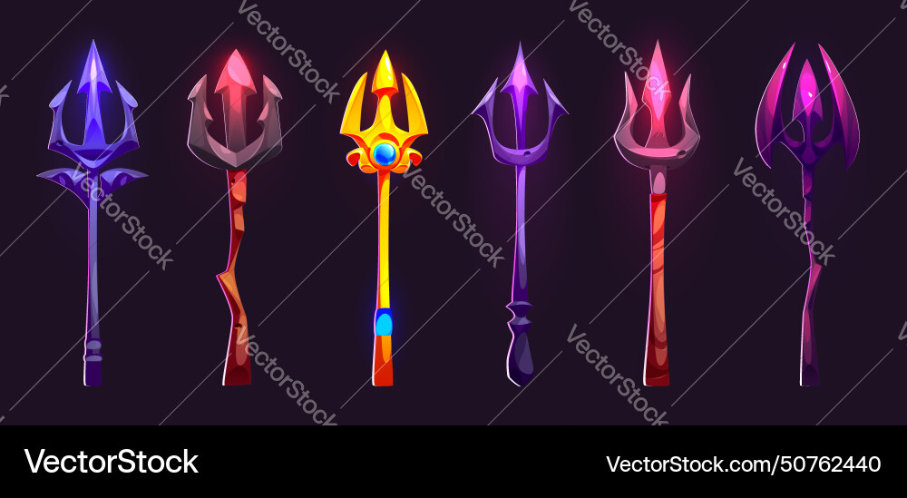 Poseidon or neptune magic trident Royalty Free Vector Image