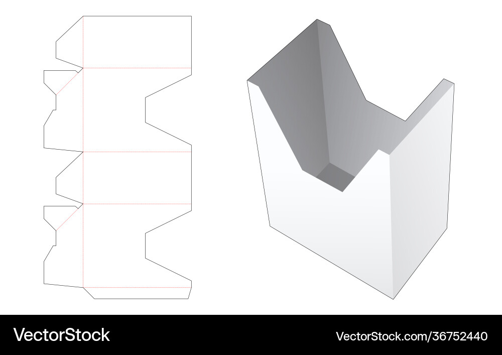 U shaped box die cut template Royalty Free Vector Image