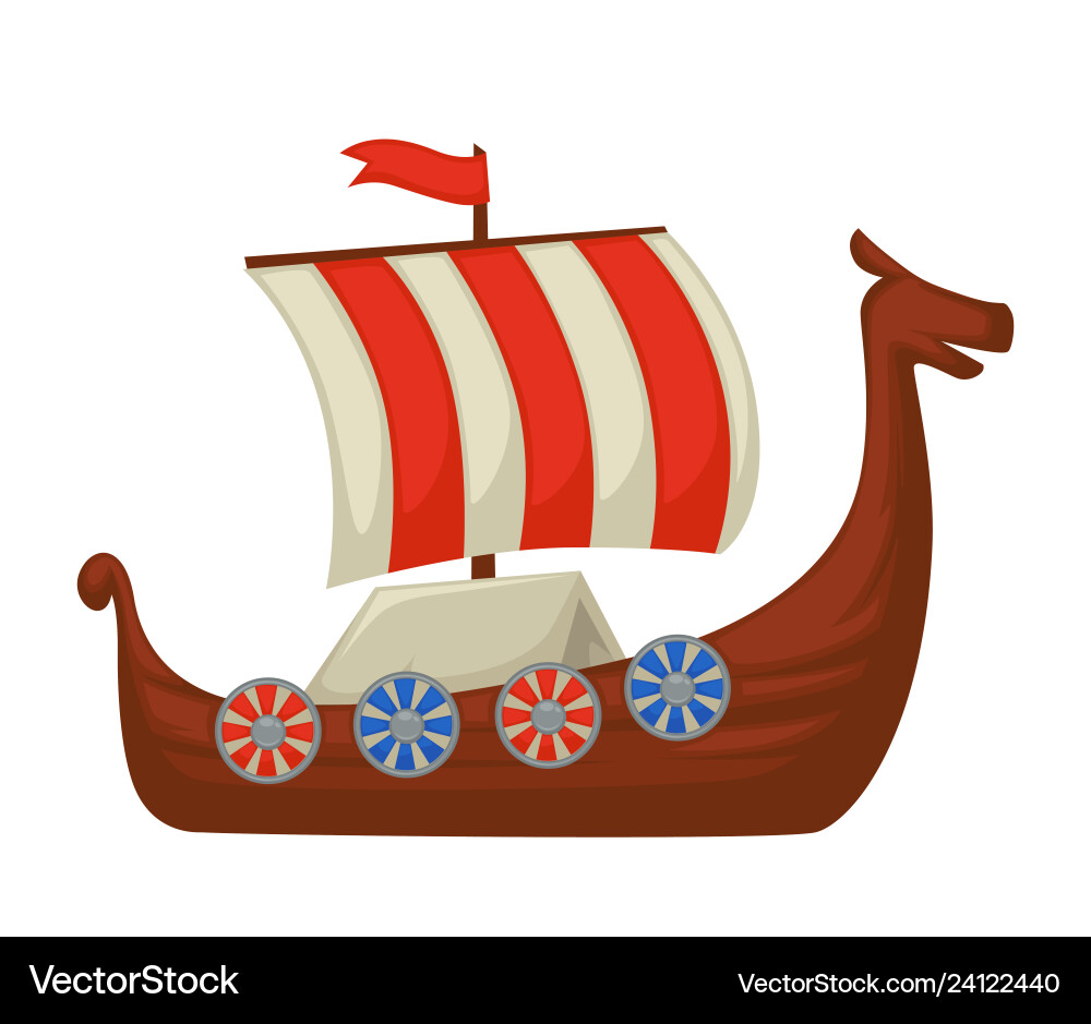 Viking Drakkar Ship with Sail Royalty Free Vector Image