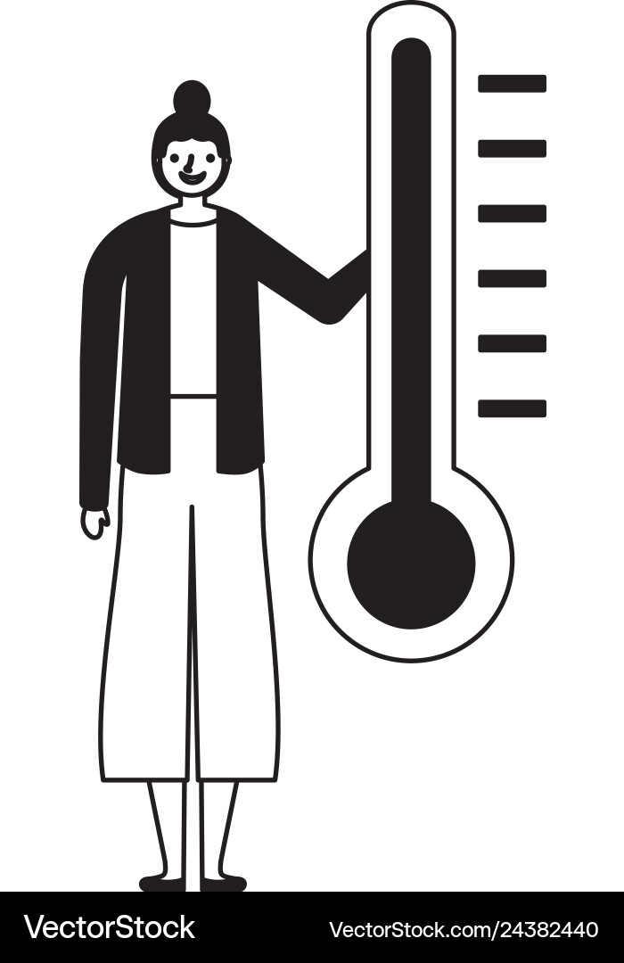 Woman character with temperature thermometer Vector Image