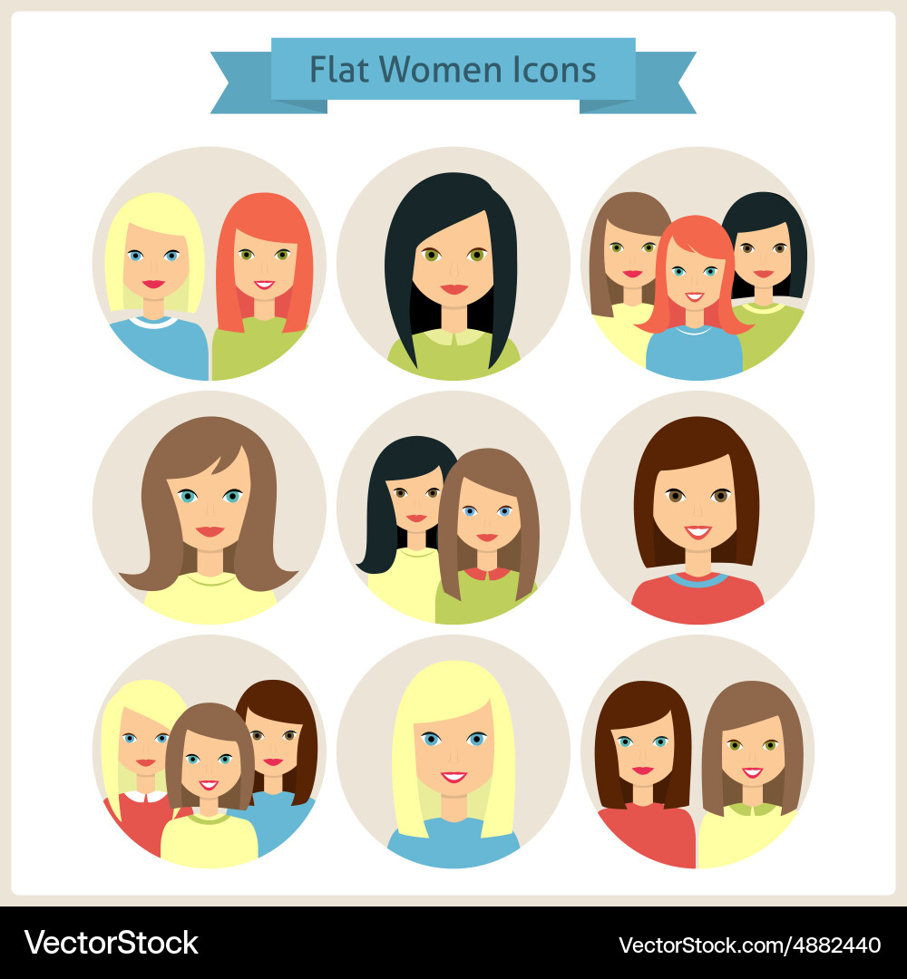 Women Flat Circle Icons Royalty Free Vector Image