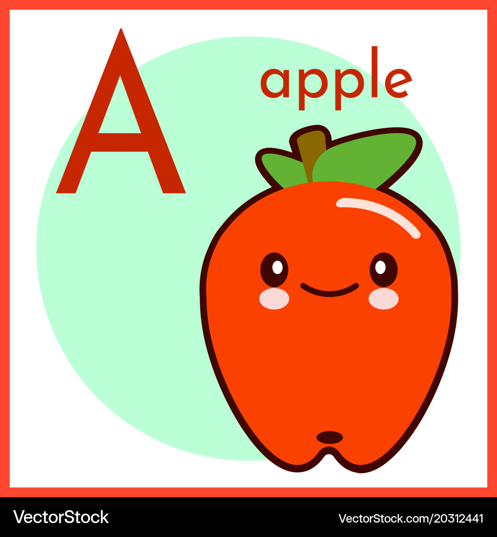 Apple Alphabet Flashcard - A for Apple Royalty Free Vector