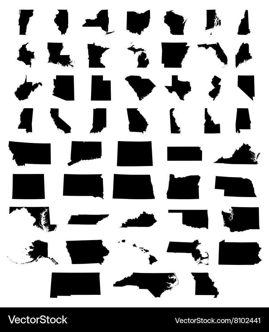 Collection of US State Maps Royalty Free Vector Image