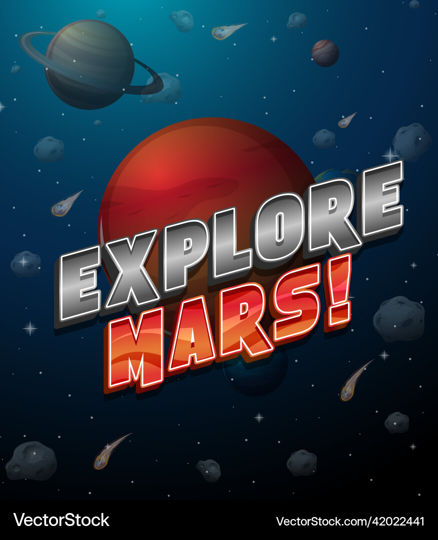 Explore mars word logo poster Royalty Free Vector Image