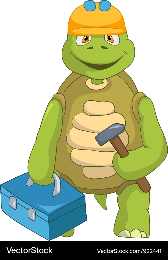 Funny turtle contractor Royalty Free Vector Image