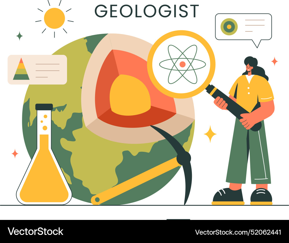Geologist with soil analysis and features Vector Image