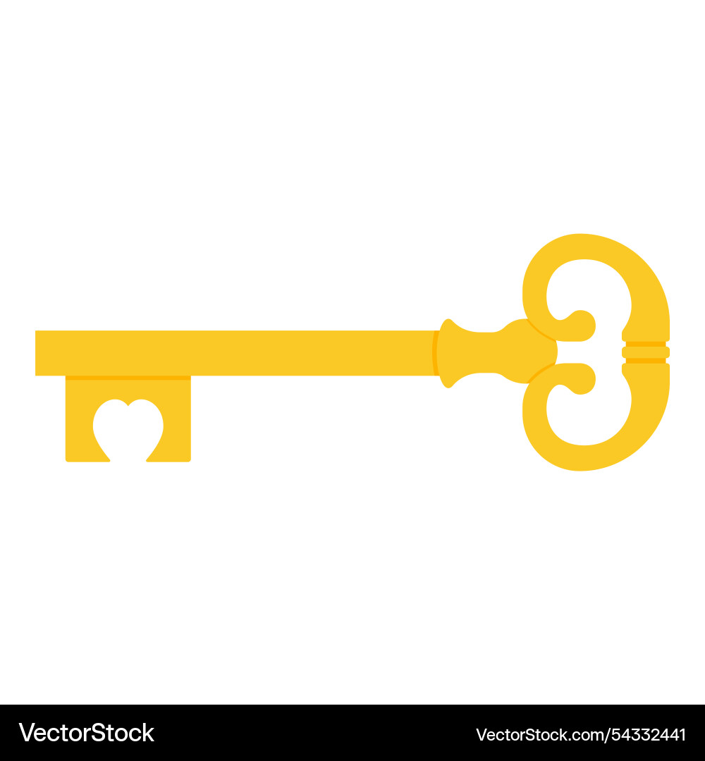 Golden vintage heart shaped key Royalty Free Vector Image