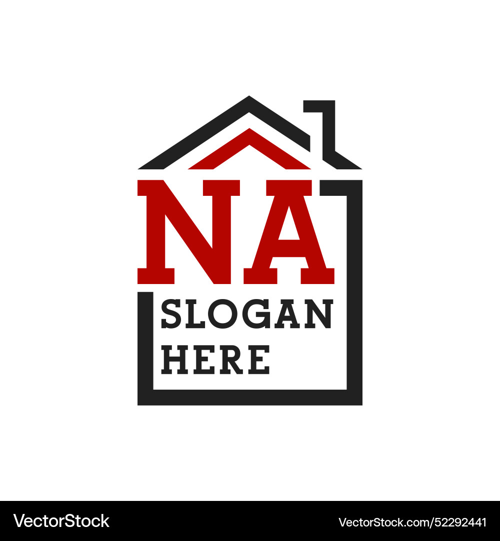 Initial na house logo for roofing letter real Vector Image