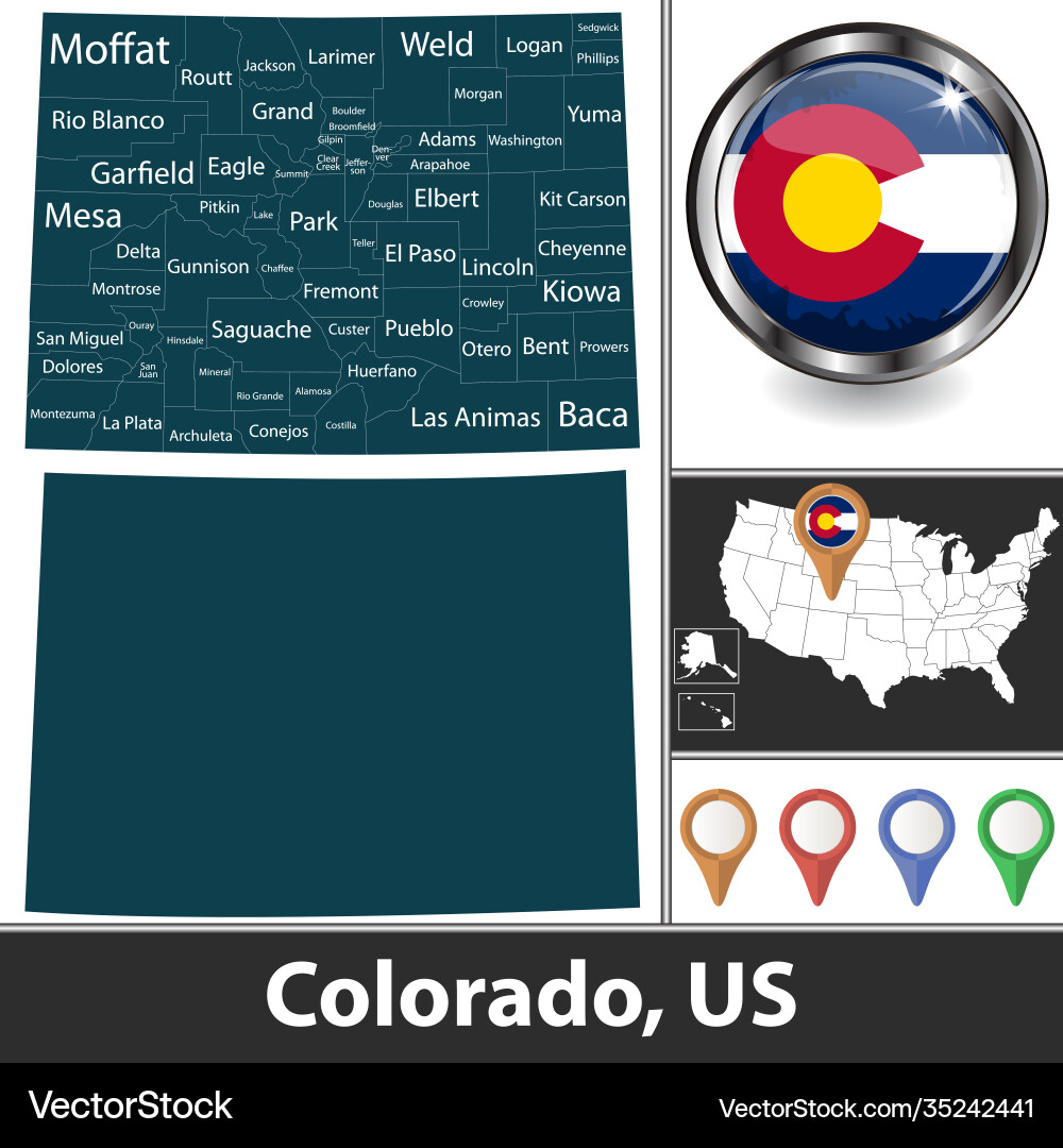 Map colorado us Royalty Free Vector Image - VectorStock