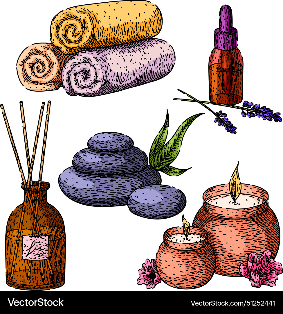 Spa set sketch hand drawn Royalty Free Vector Image