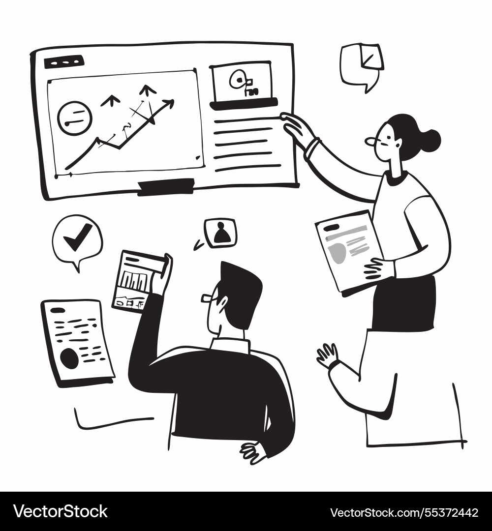 2d Minimalize As Financial Analyst Working Vector Image