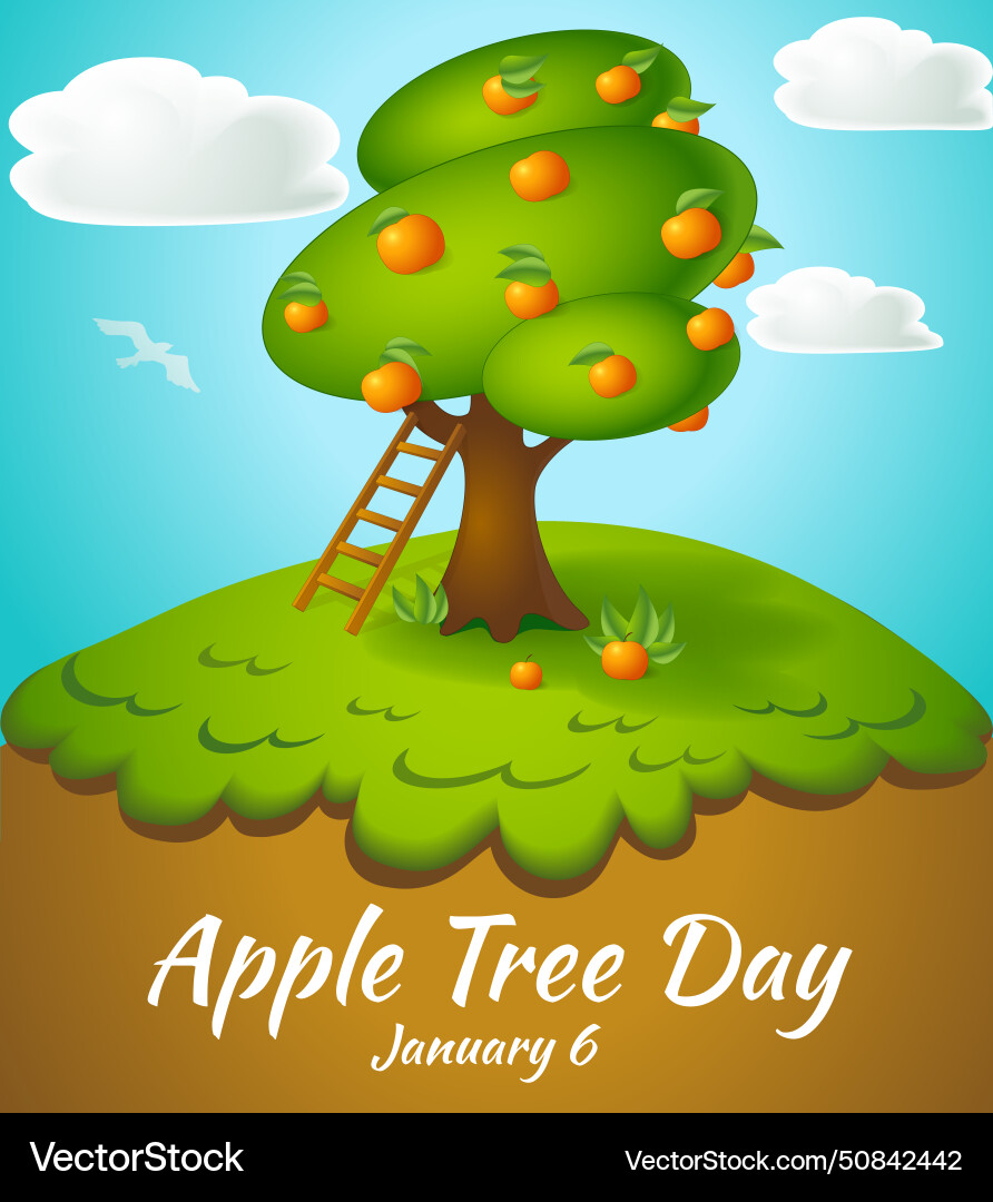 6 january apple tree day greeting card Royalty Free Vector