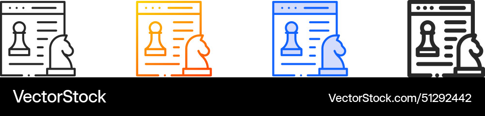 Chess game iconthin linear gradient blue stroke Vector Image