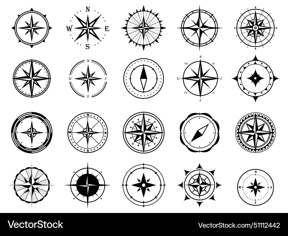 Compass icons set Royalty Free Vector Image - VectorStock