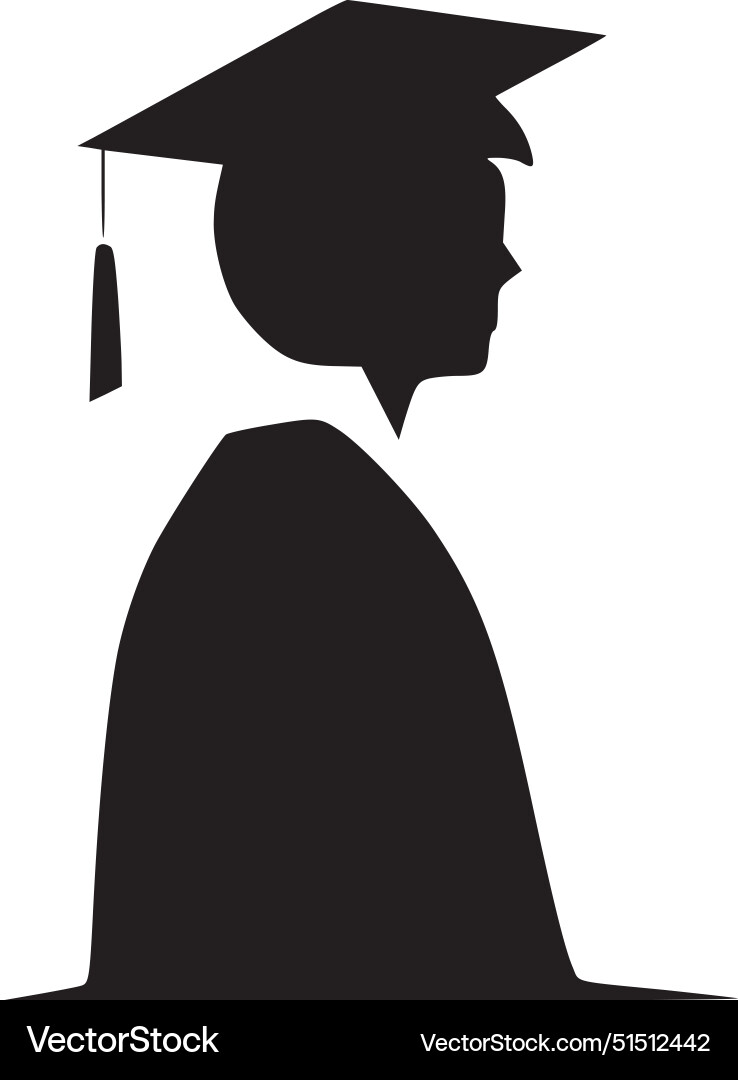 Graduate - black and white isolated icon Vector Image