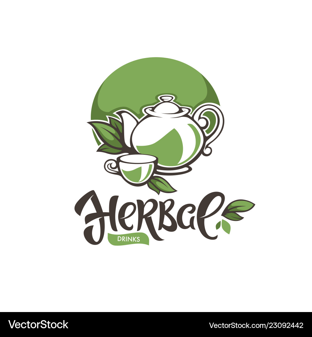 Greenherbal organic tea logo template design Vector Image
