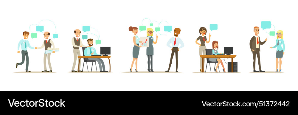 People team office worker character communicate at