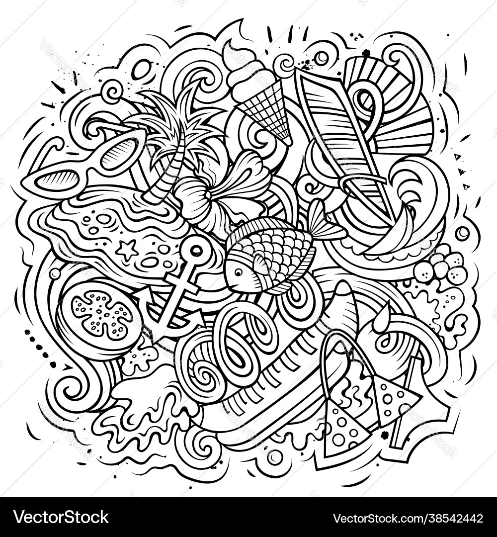 Summer beach doodles Royalty Free Vector Image
