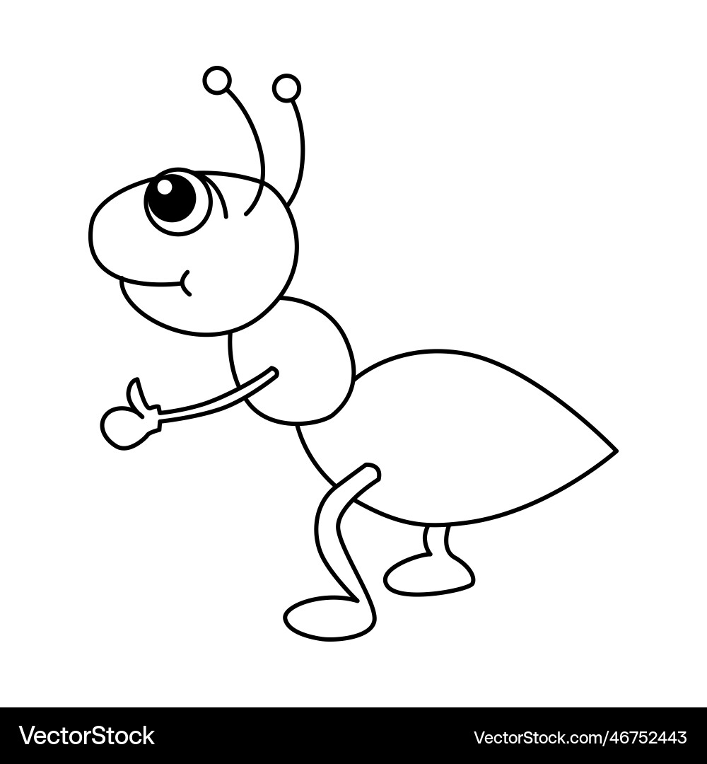 Ant cartoon coloring page for kids Royalty Free Vector Image