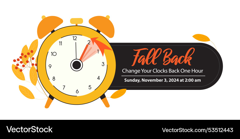 Fall back concept clock changing one hour Vector Image